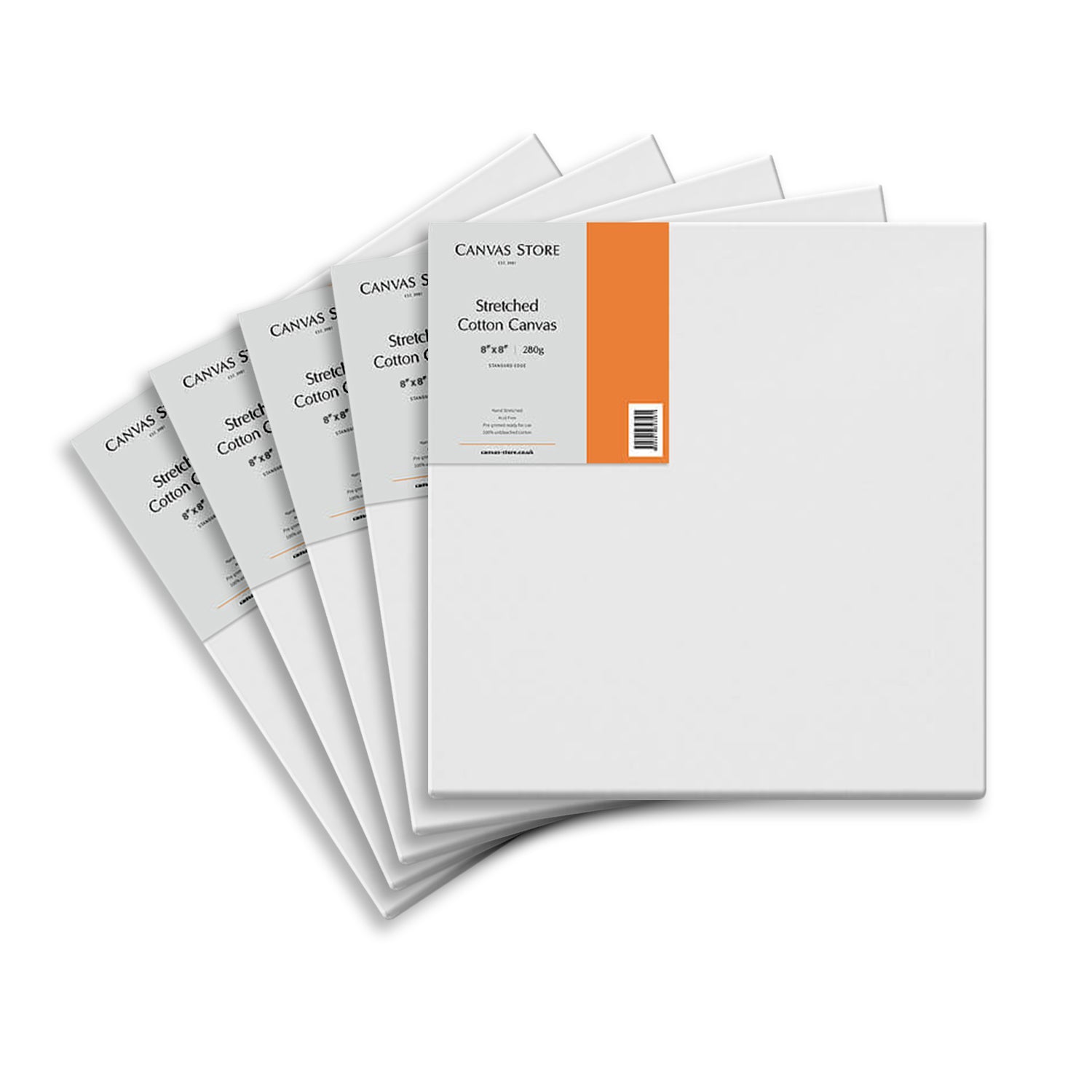 Canvas Store Cotton Canvas Standard Edge 8 x 8 Box of 5